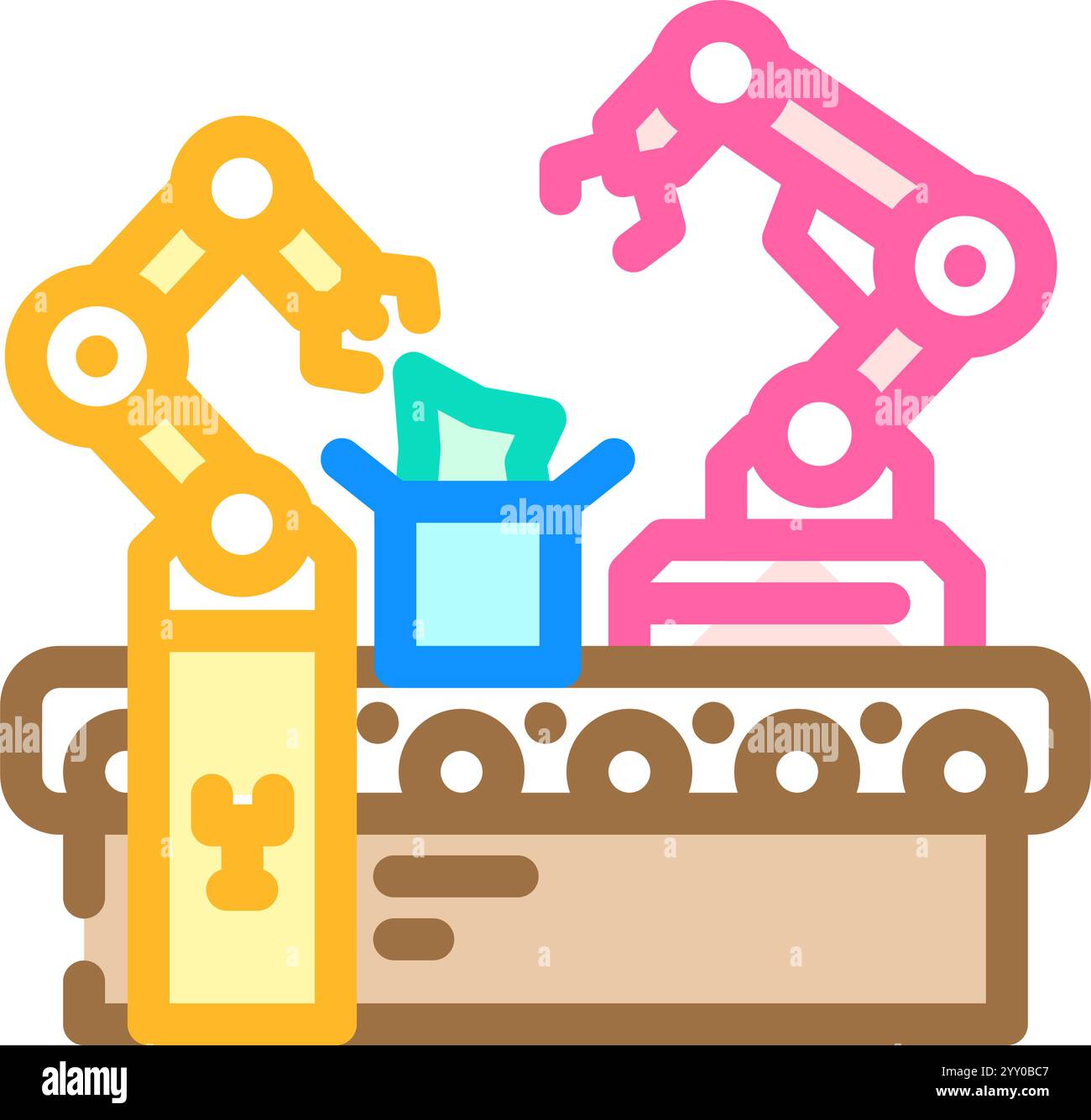automated factory industry 3 color icon vector illustration Stock ...