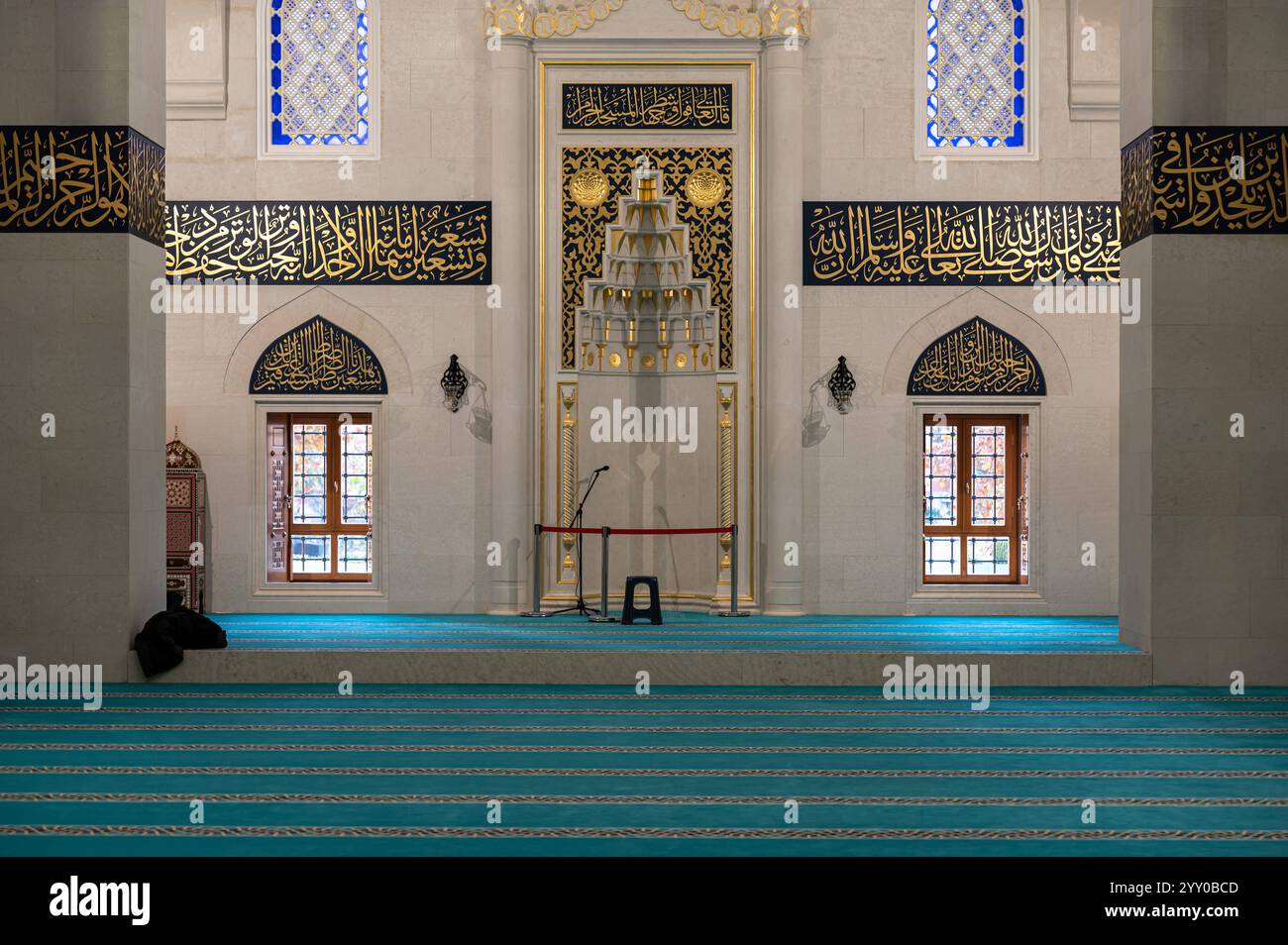 Decorated interior design of the Mosque of Namazgah inTirana, Albania ...