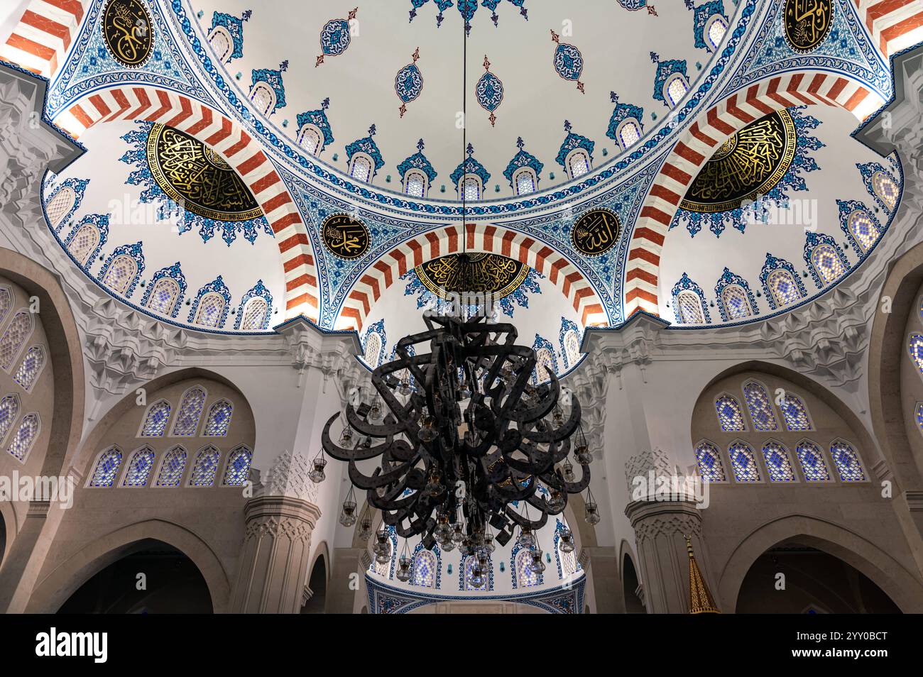 Dome decoration with Islamitic signs on the Mosque of Namazgah ceiling ...