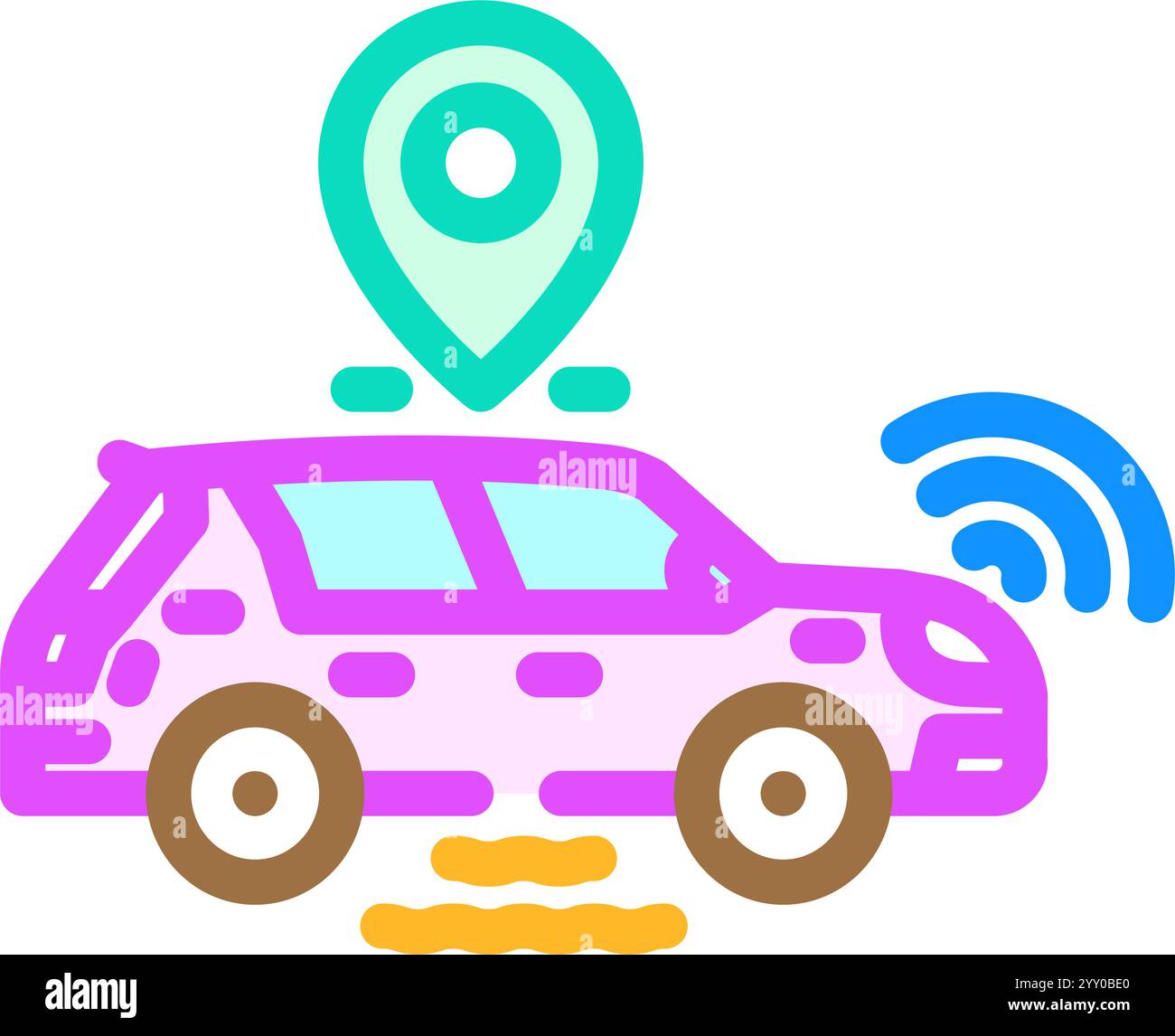 autonomous vehicle industry 4 color icon vector illustration Stock ...
