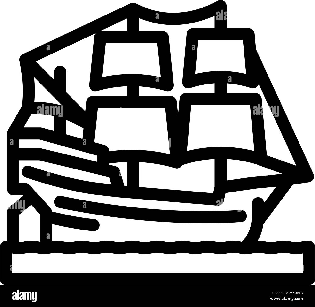galleon ancient ship line icon vector illustration Stock Vector Image ...