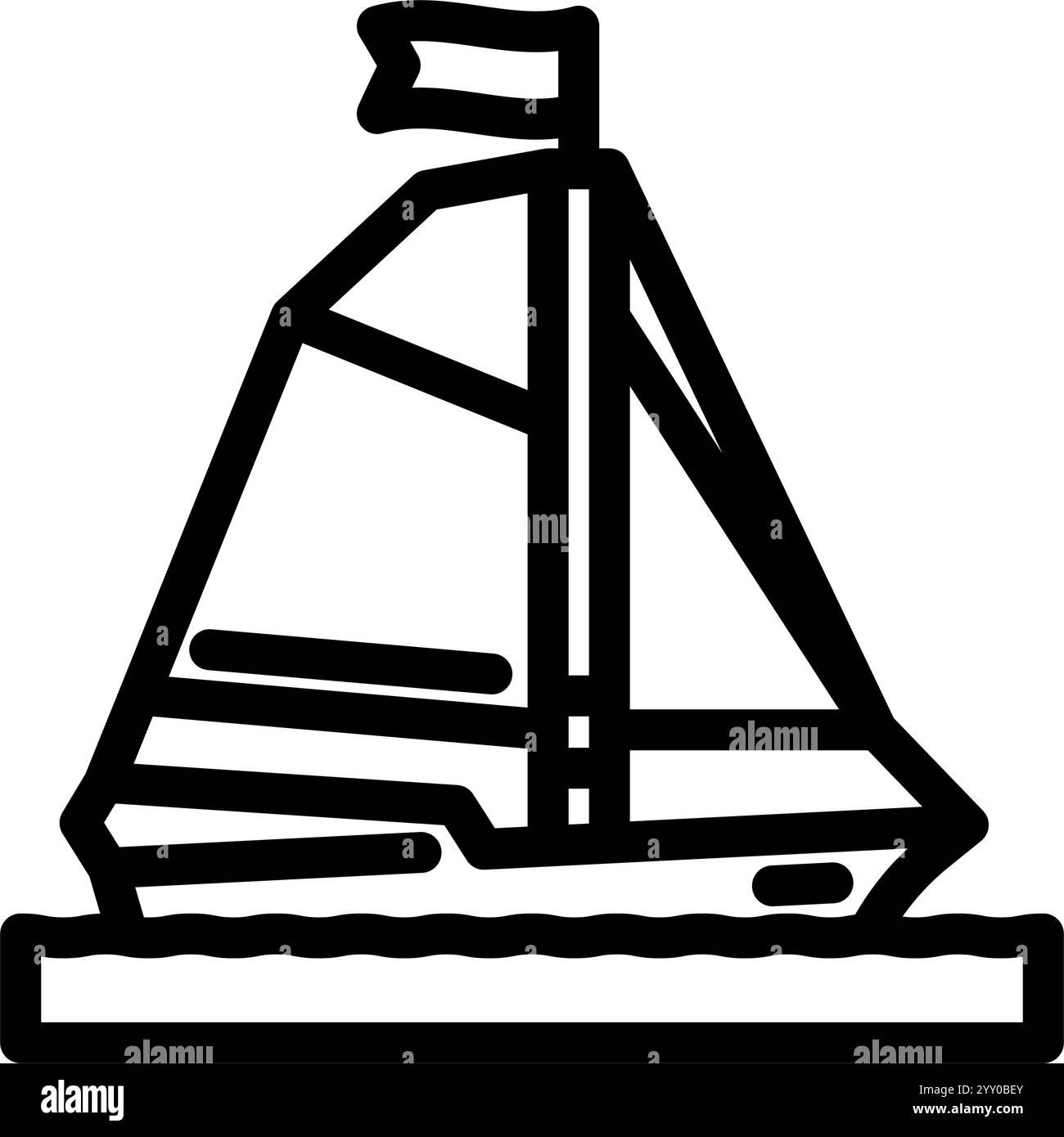 sloop ancient ship line icon vector illustration Stock Vector Image ...