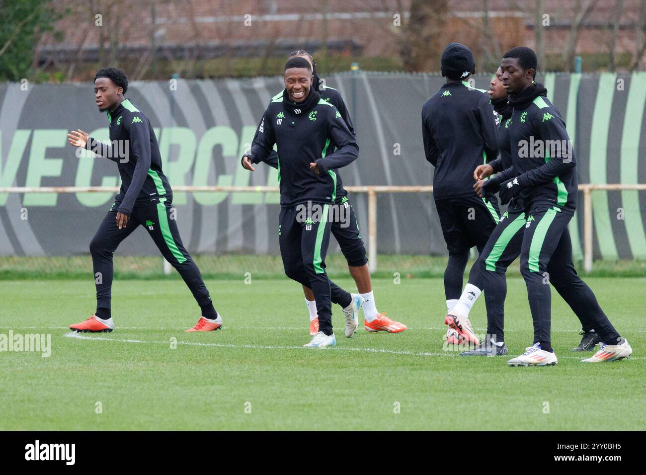 Cercle's players pictured in action during a training session of Belgian soccer team Cercle ...