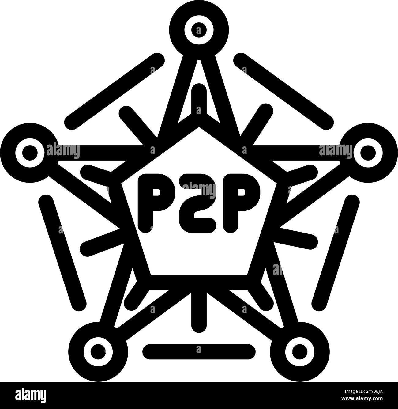 peer to peer nodes decentralized application line icon vector ...