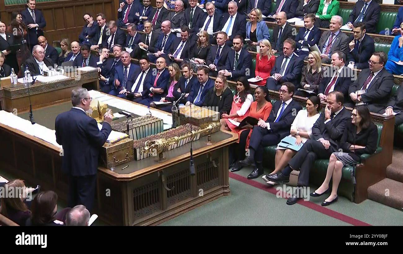 Screen grab of Prime Minister Sir Keir Starmer faces Conservative party ...