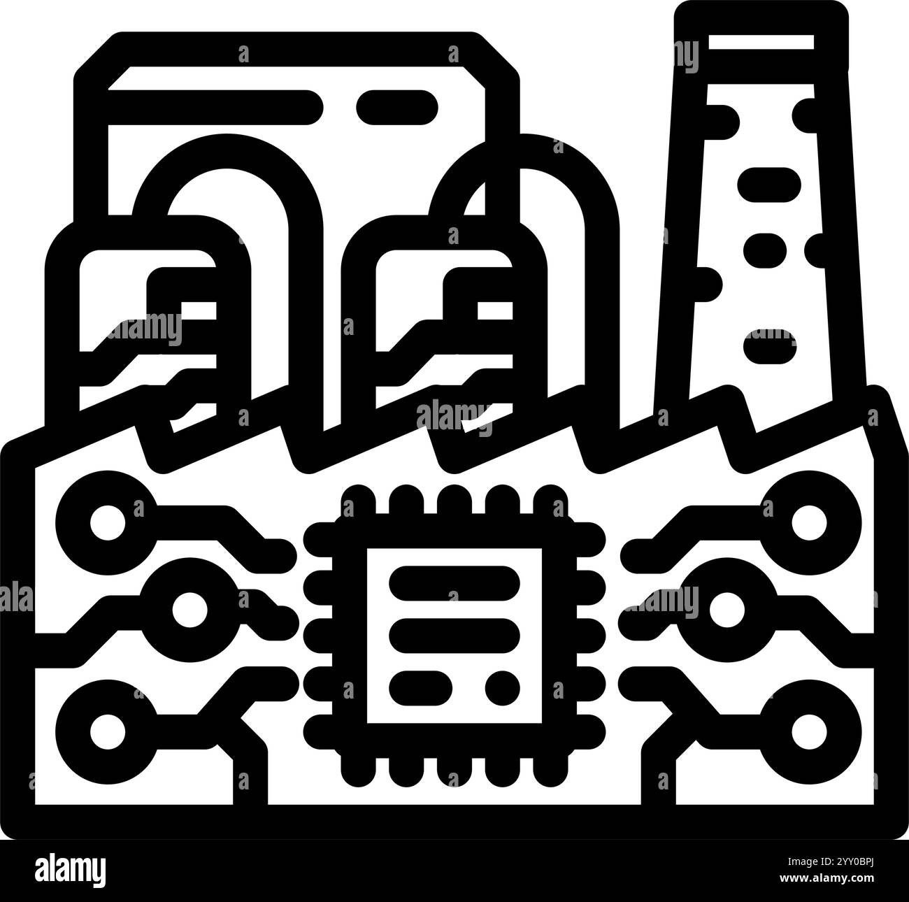 smart factory industry 5 line icon vector illustration Stock Vector ...