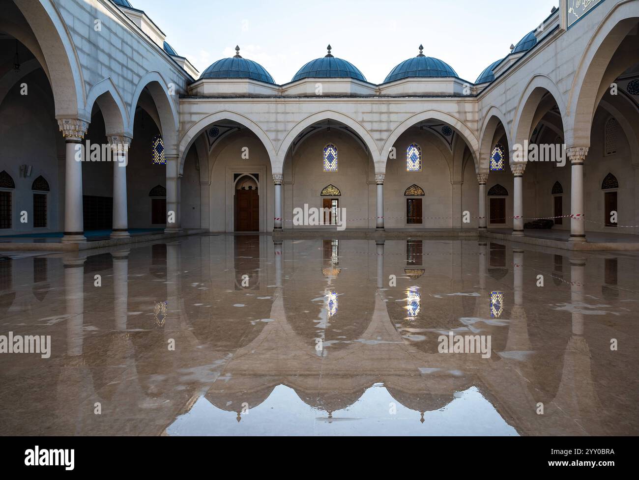 Mosque of Namazgah, inner court reflections of the arches in Tirana ...