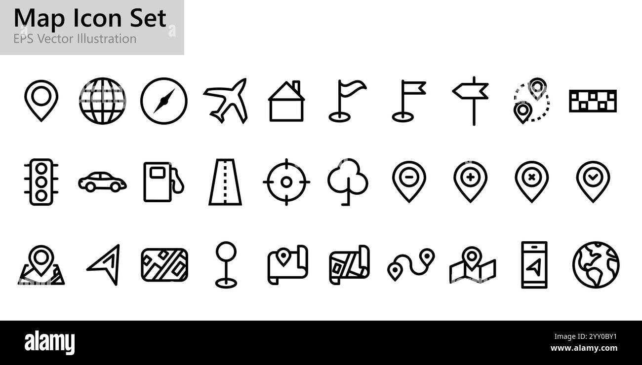 Outline black map icons set Stock Vector Image & Art - Alamy