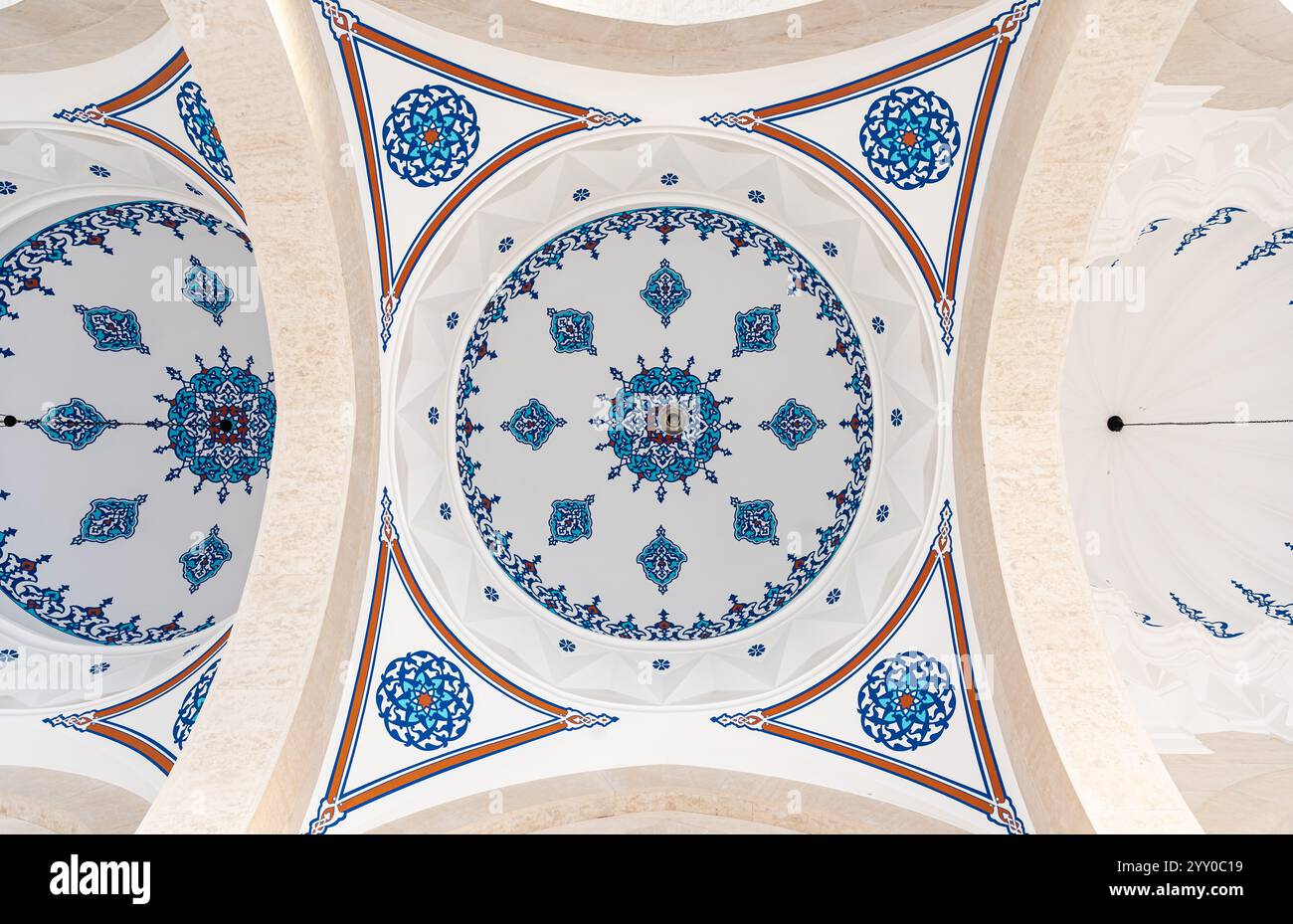 Dome decoration with Islamitic signs on the Mosque of Namazgah ceiling ...