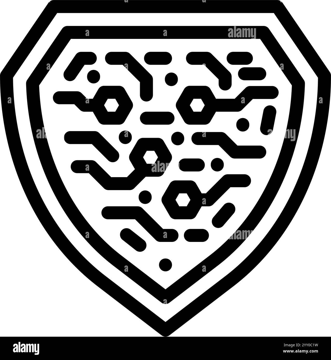 cybersecurity shield industry 4 line icon vector illustration Stock ...