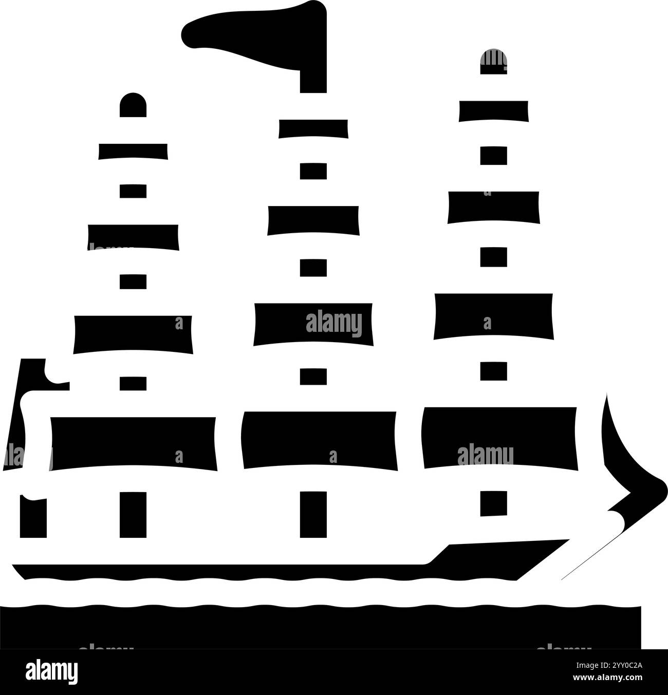 barque ancient ship glyph icon vector illustration Stock Vector Image ...