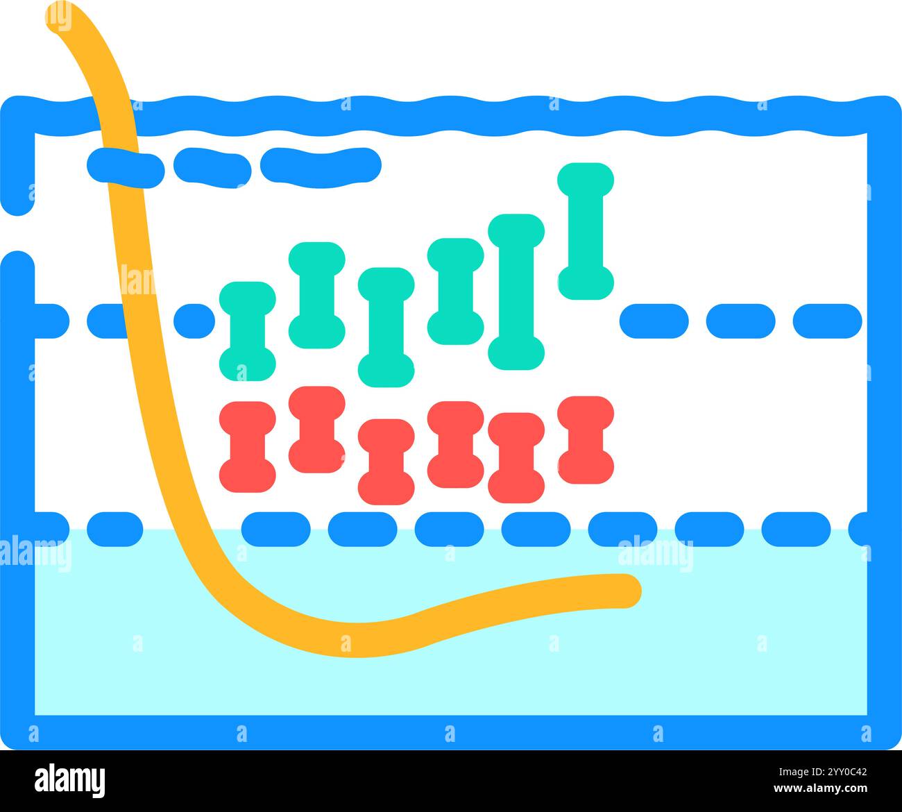 ocean acidification chart world ocean color icon vector illustration ...