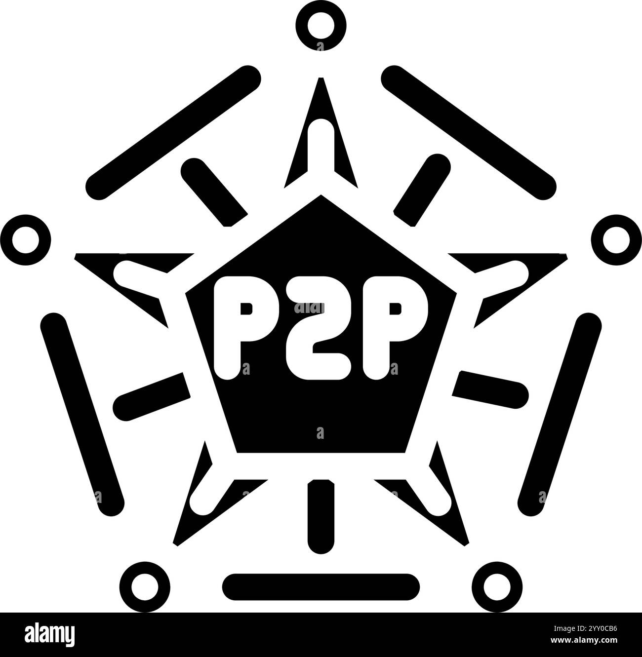 peer to peer nodes decentralized application glyph icon vector ...