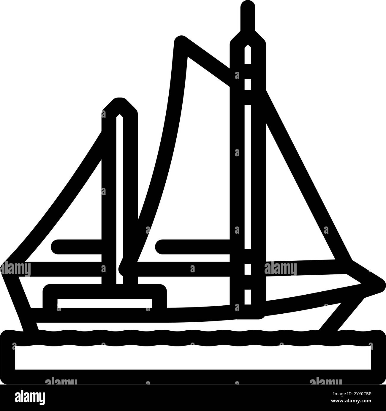 ketch ancient ship line icon vector illustration Stock Vector Image ...