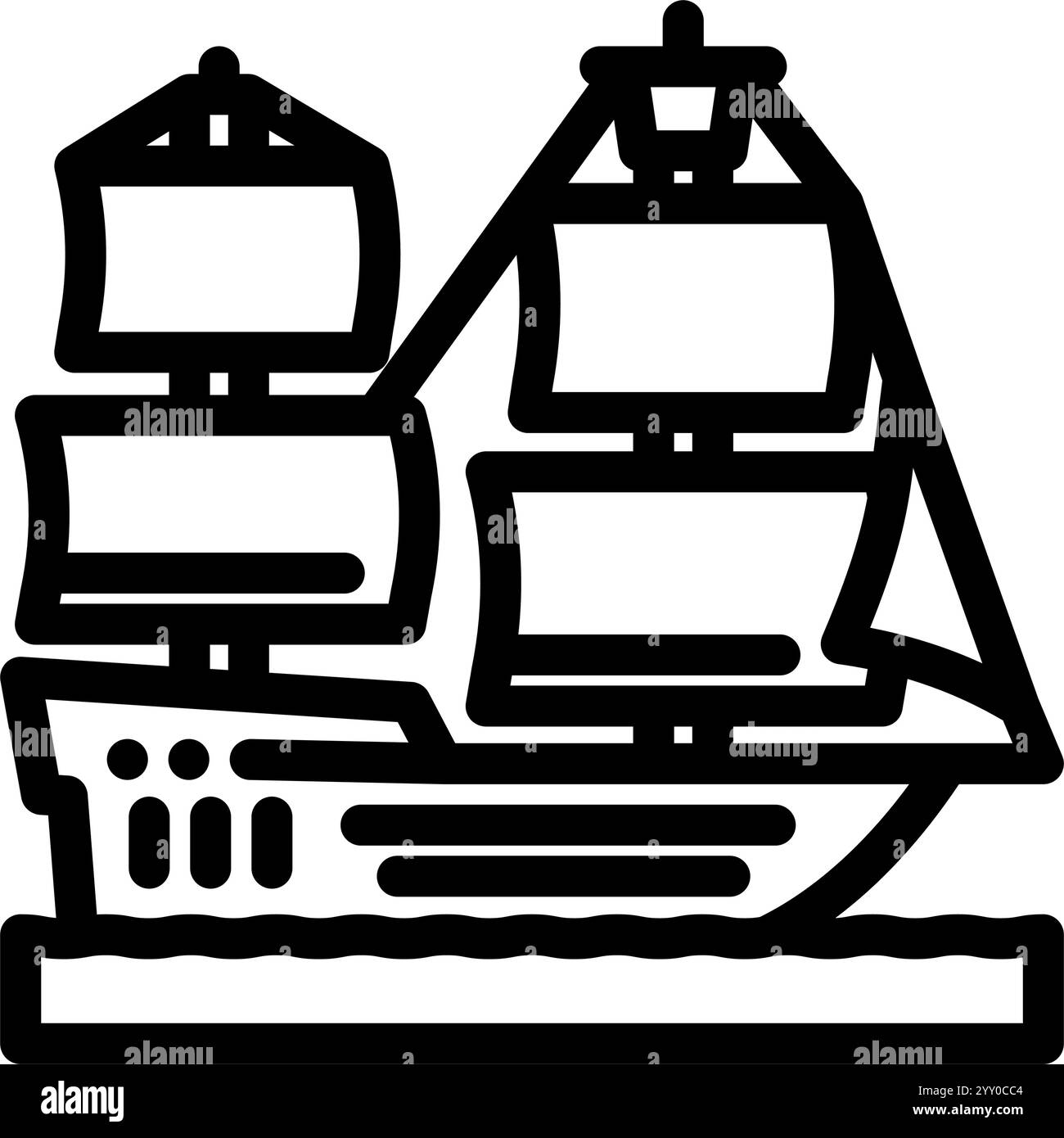 fluyt ancient ship line icon vector illustration Stock Vector Image ...