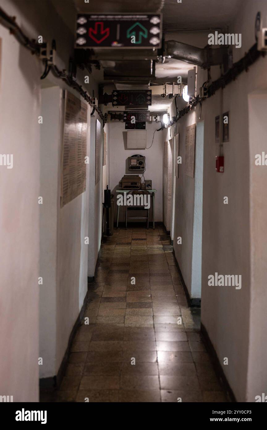 Empty corridor of the Bunkart 2 museum in Tirana, Albania, DEC 7, 2024 ...