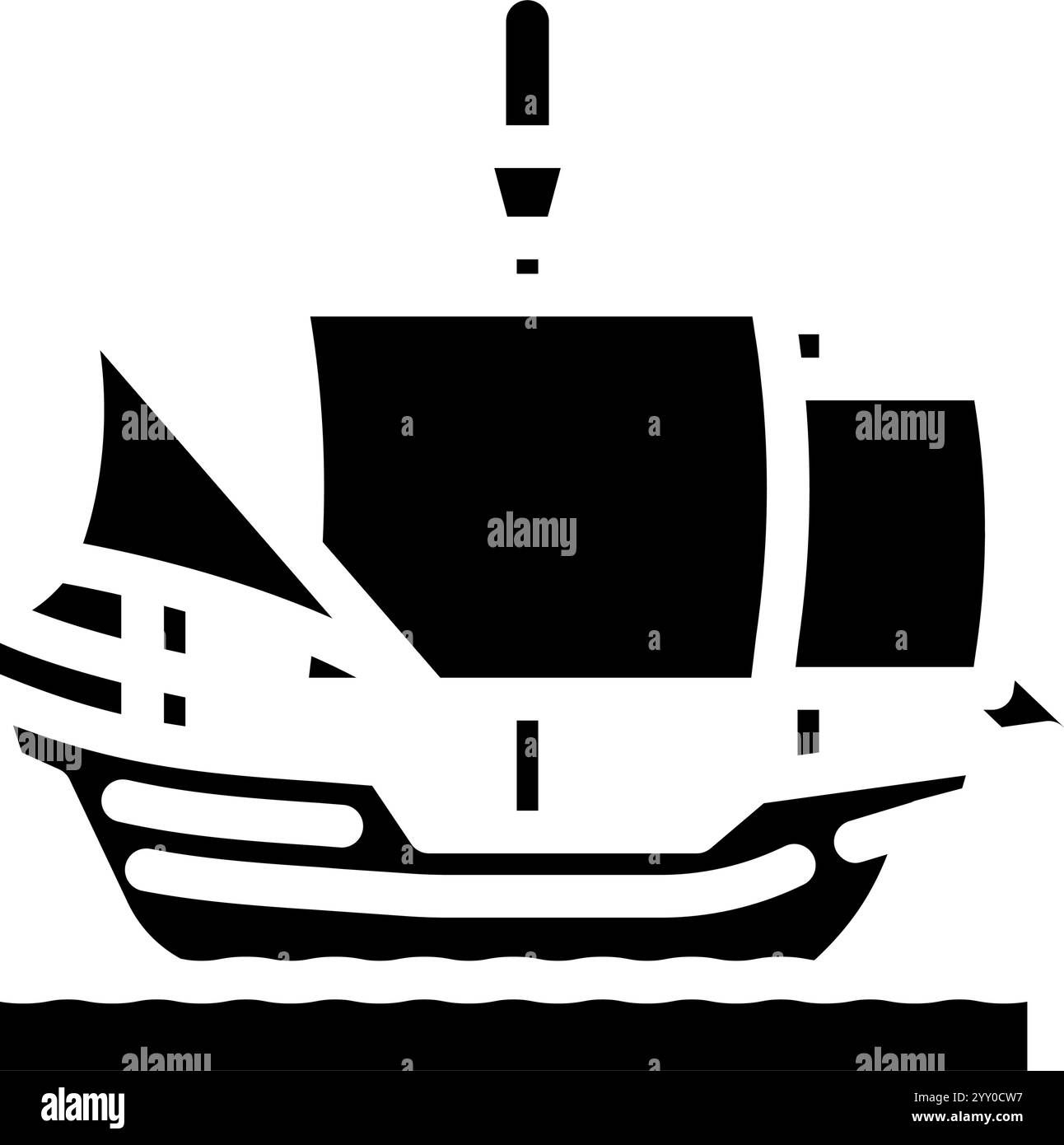 carrack ancient ship glyph icon vector illustration Stock Vector Image ...