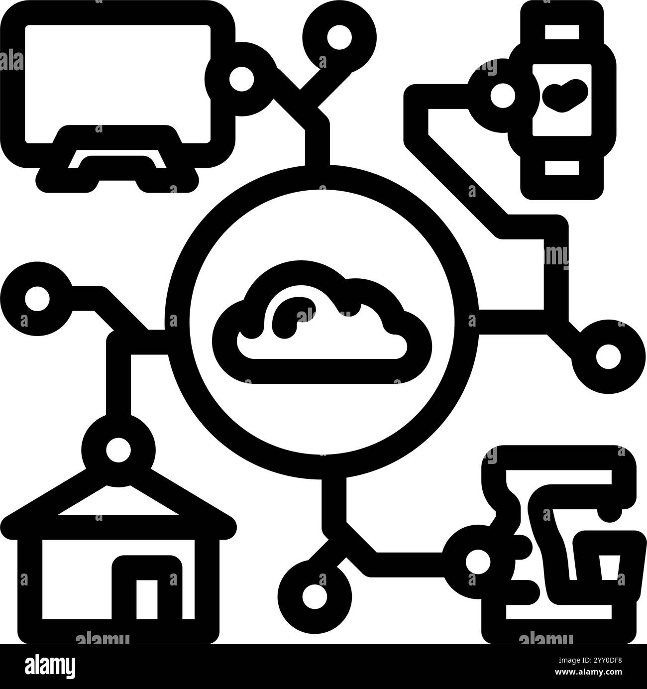 internet of things iot industry 5 line icon vector illustration Stock ...
