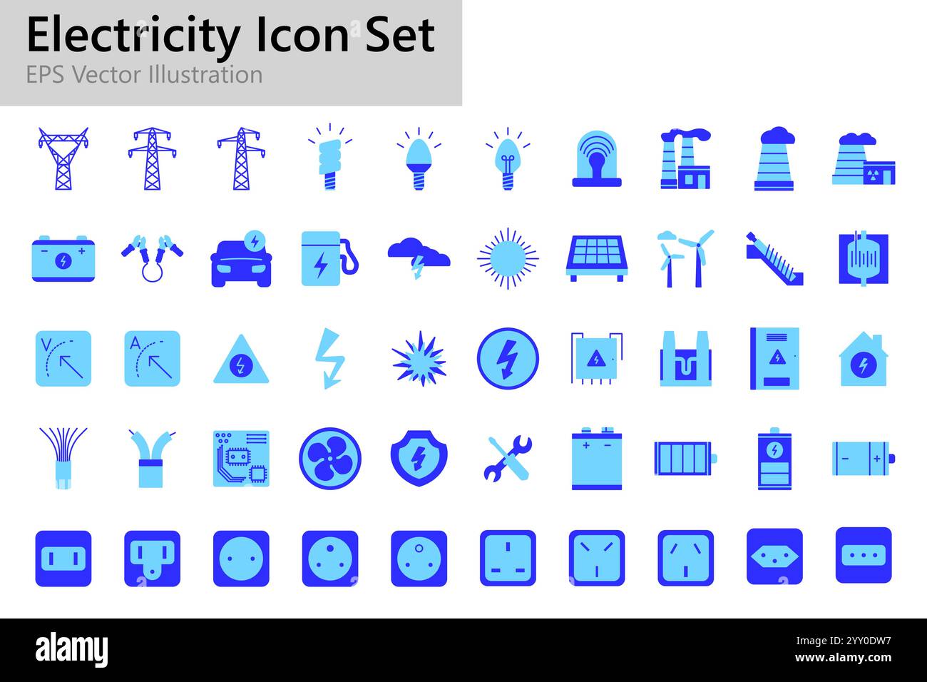 Electricity and power flat icons set Stock Vector Image & Art - Alamy