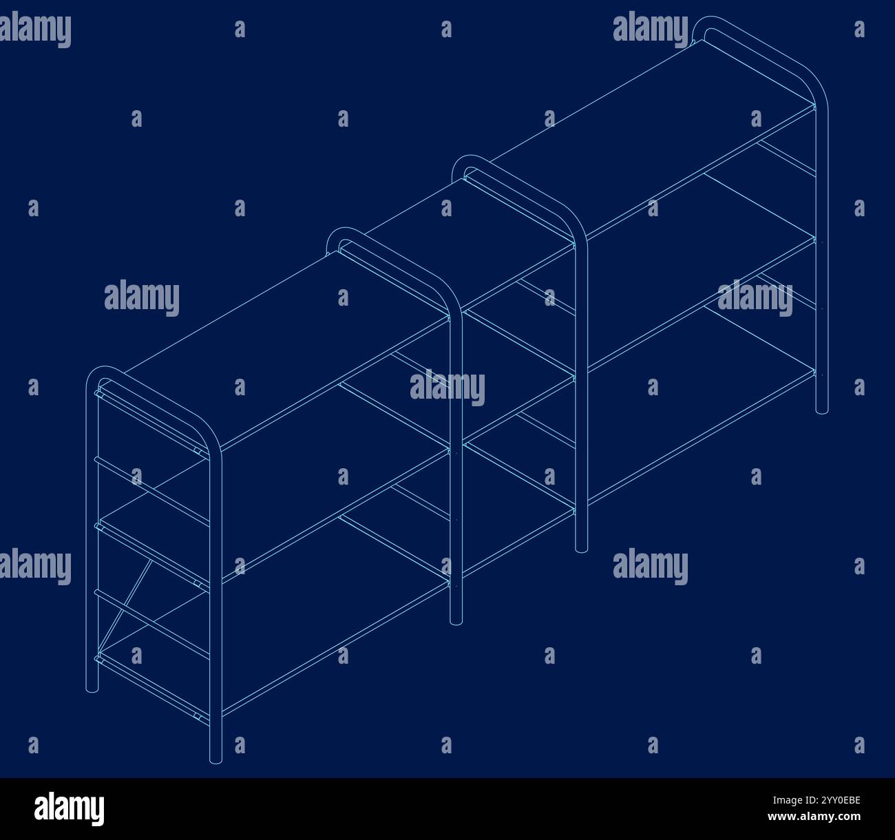 Empty stand retail shelves contour. Isometric view. Vector illustration ...