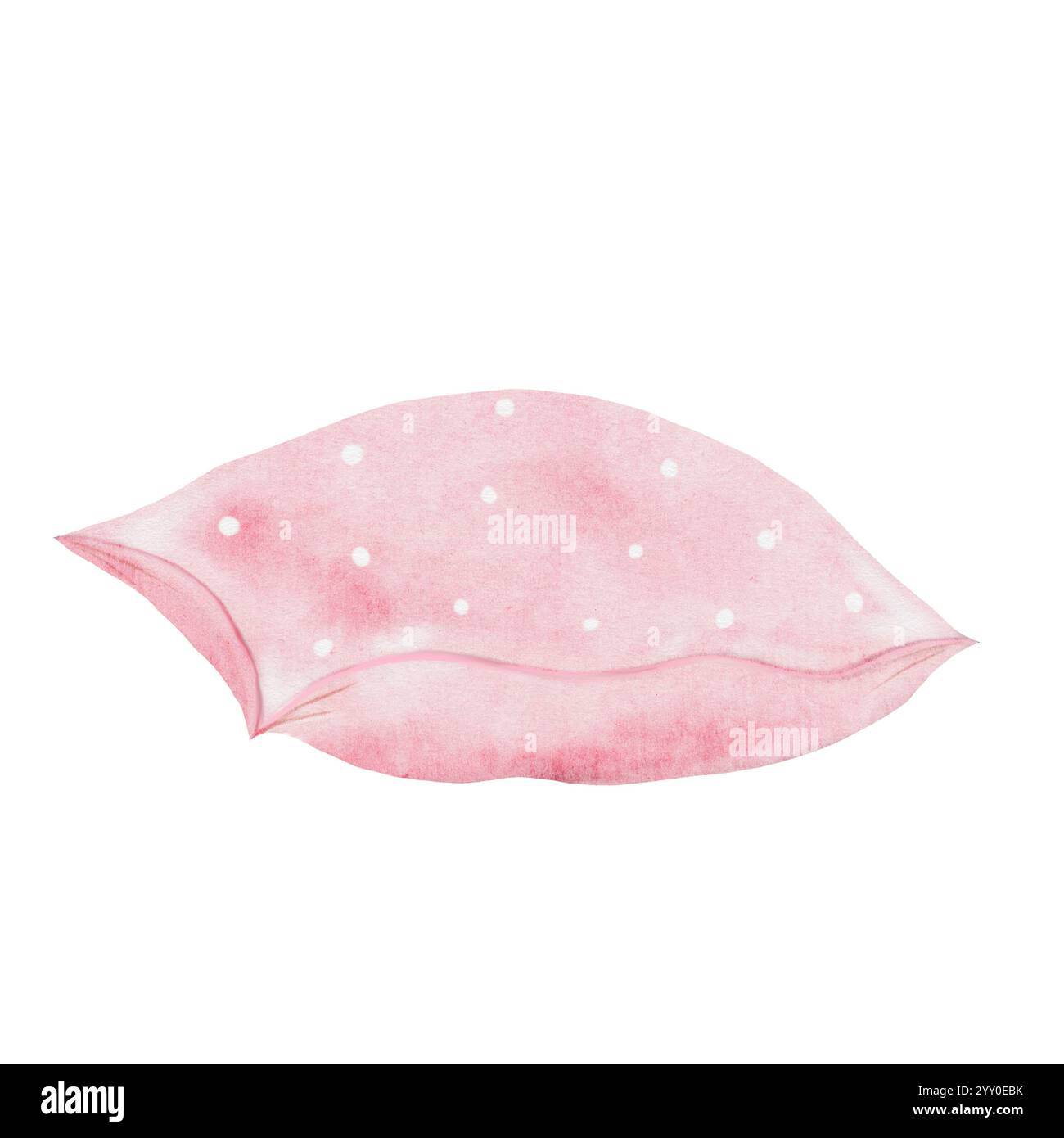 Pillow watercolor. Hand drawing of pink pillow on isolated white ...
