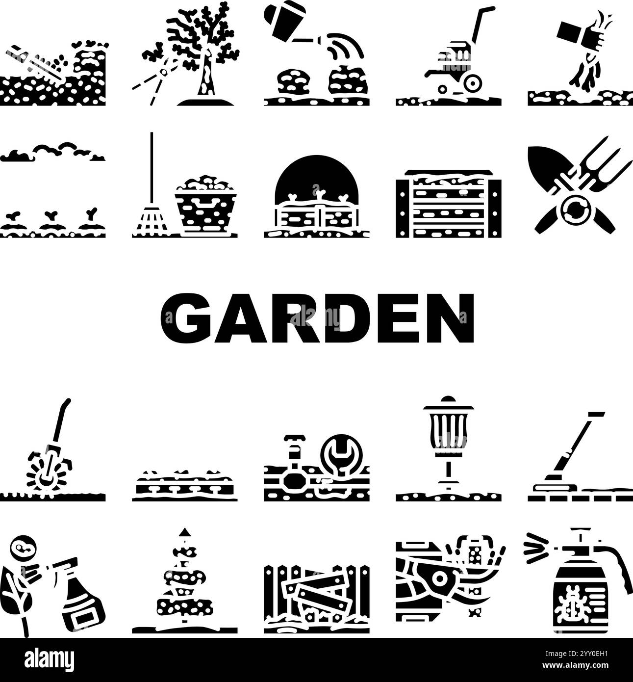 garden maintenance mulching icons set vector Stock Vector Image & Art ...