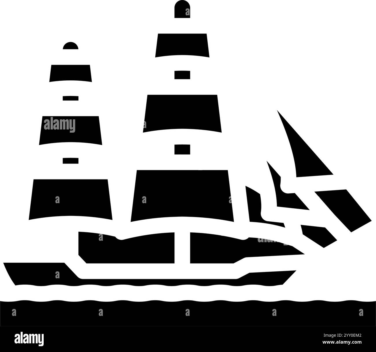caravel ancient ship glyph icon vector illustration Stock Vector Image ...