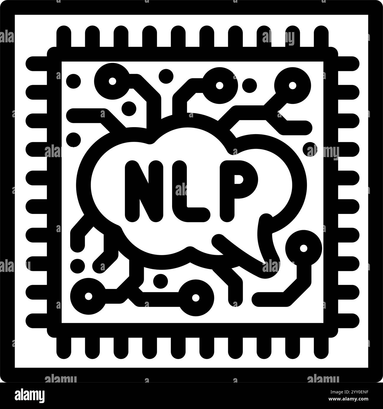 Language Processor Chip Nlp Line Icon Vector Illustration Stock Vector