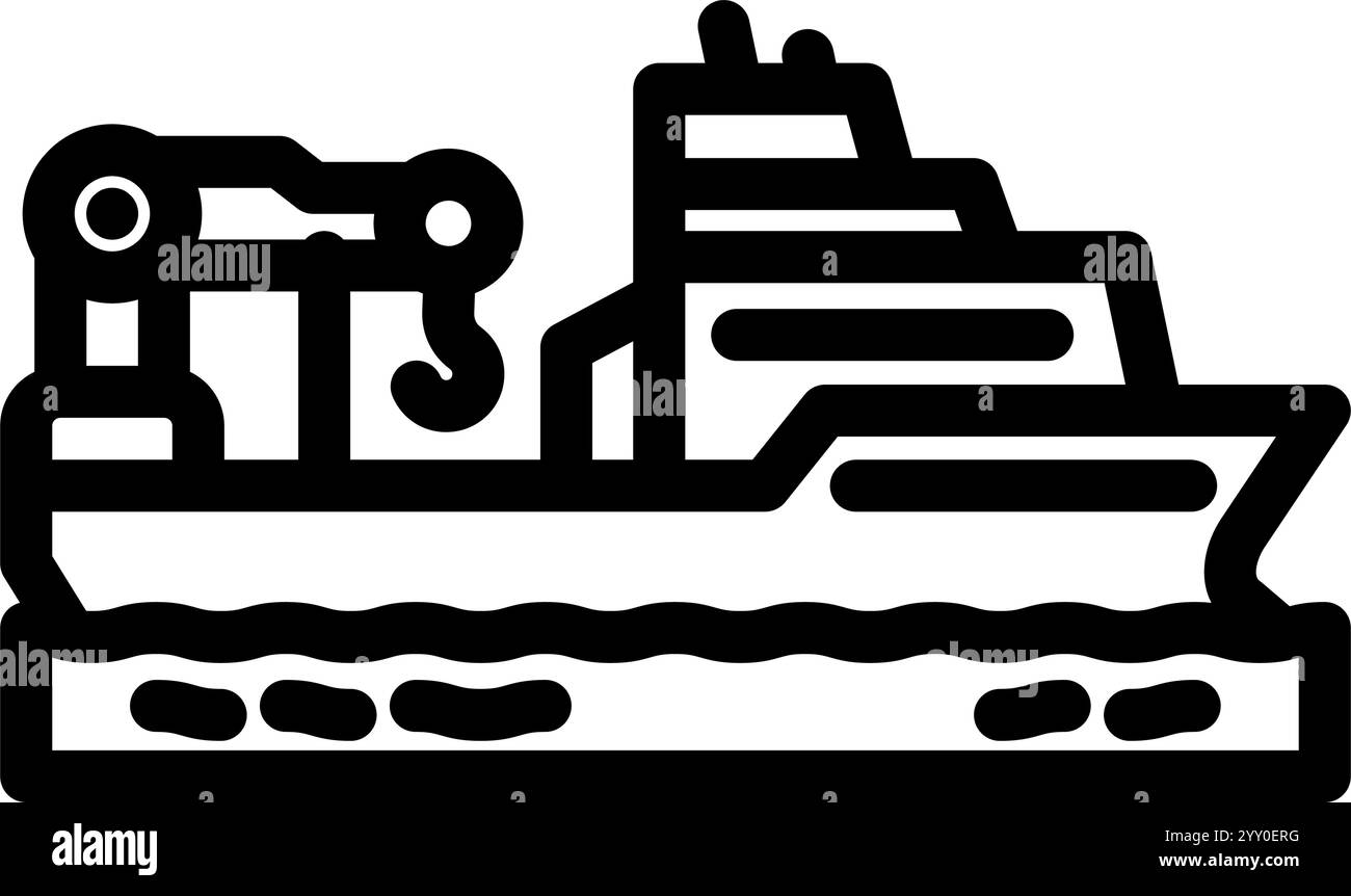 marine research vessel world ocean line icon vector illustration Stock ...