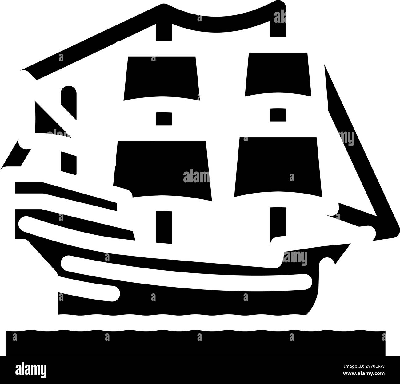 galleon ancient ship glyph icon vector illustration Stock Vector Image ...
