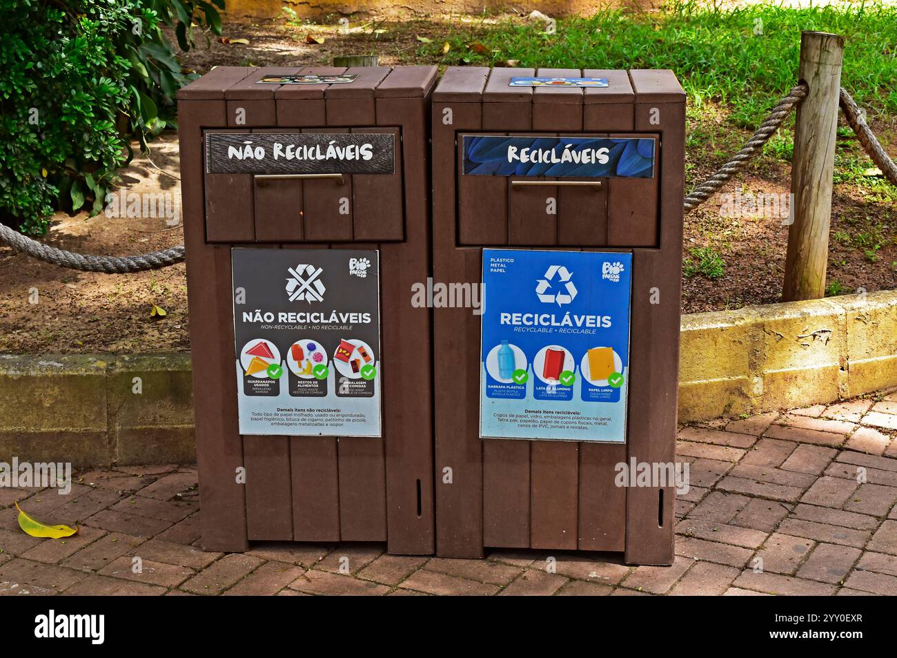 RIO DE JANEIRO, BRAZIL - December 13, 2024: Two trash can, non ...