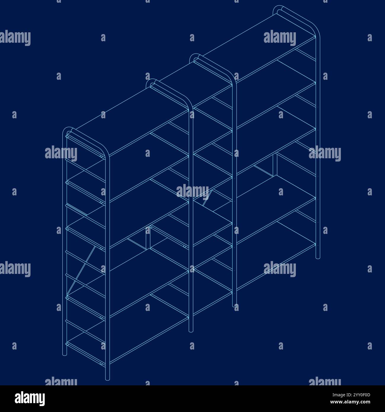 Empty stand retail shelves contour. Isometric view. Vector illustration ...