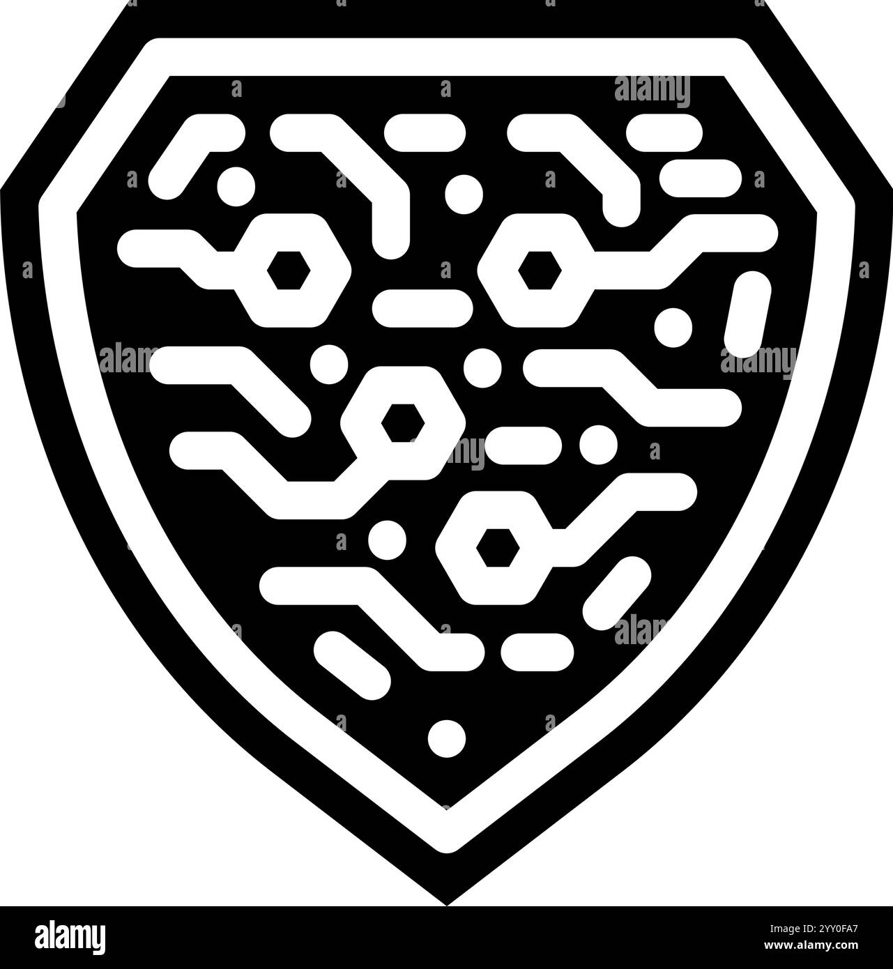 cybersecurity shield industry 4 glyph icon vector illustration Stock ...