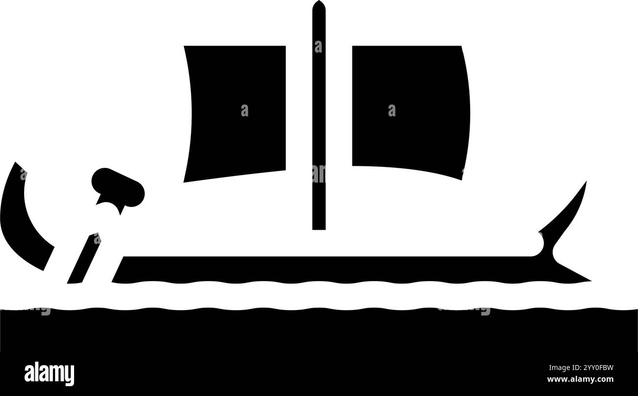 bireme ancient ship glyph icon vector illustration Stock Vector Image ...