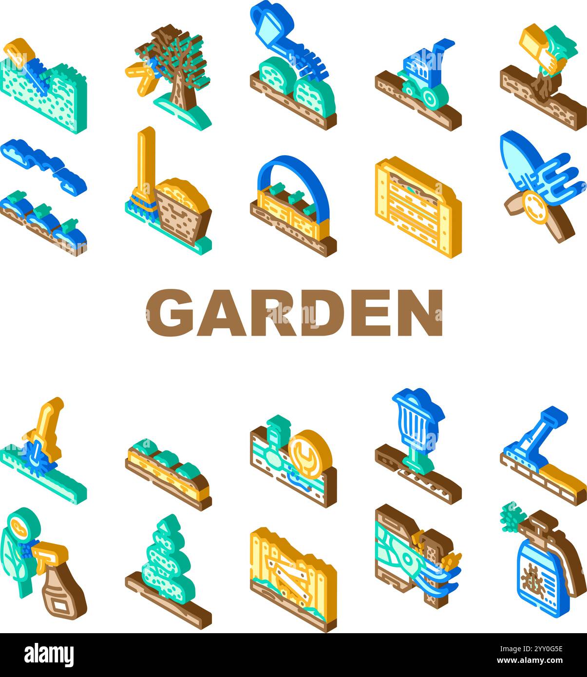 garden maintenance mulching icons set vector Stock Vector Image & Art ...
