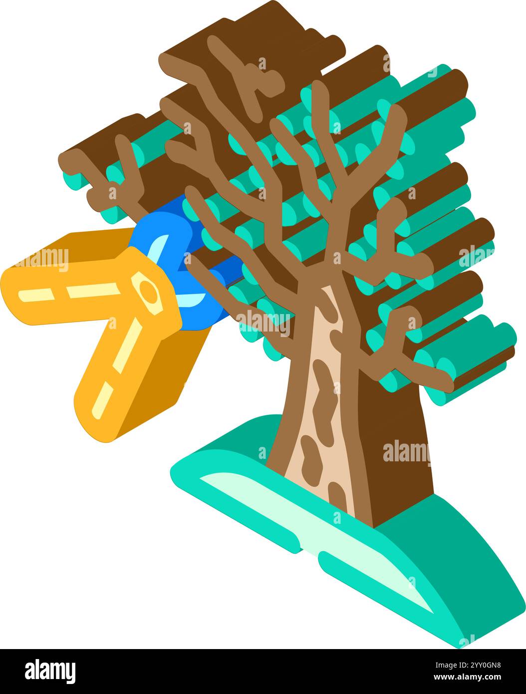 tree pruning garden maintenance isometric icon vector illustration ...