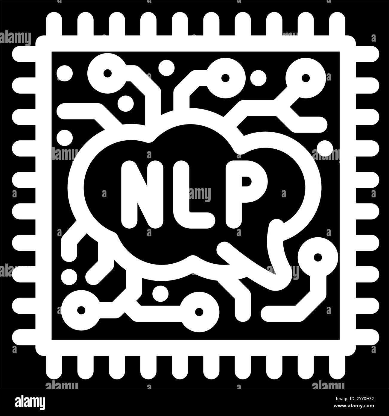 language processor chip nlp glyph icon vector illustration Stock Vector ...