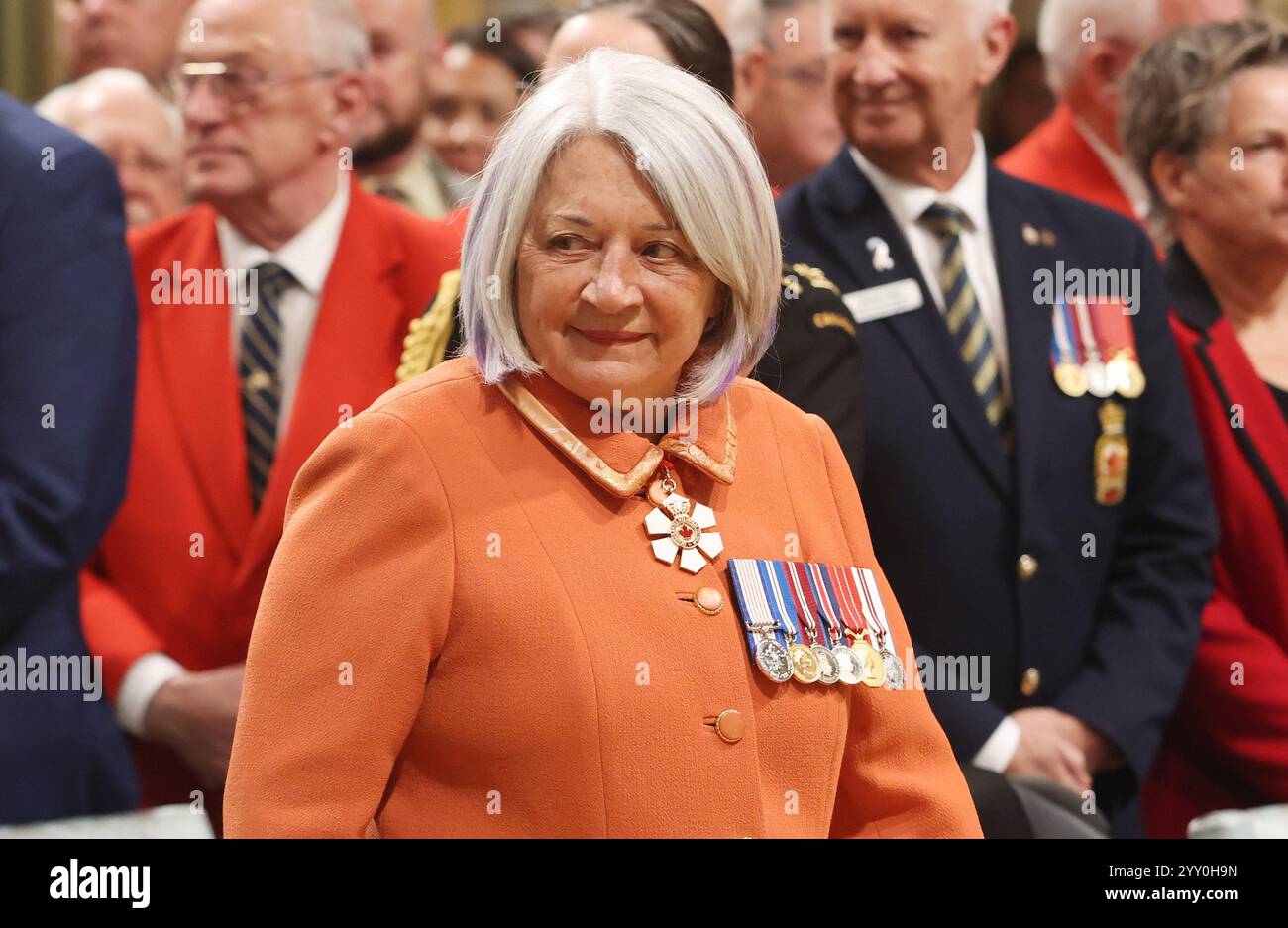 Ottawa, Canada. 16th Oct, 2024. Governor General Mary Simon arrives for a ceremony at Rideau ...