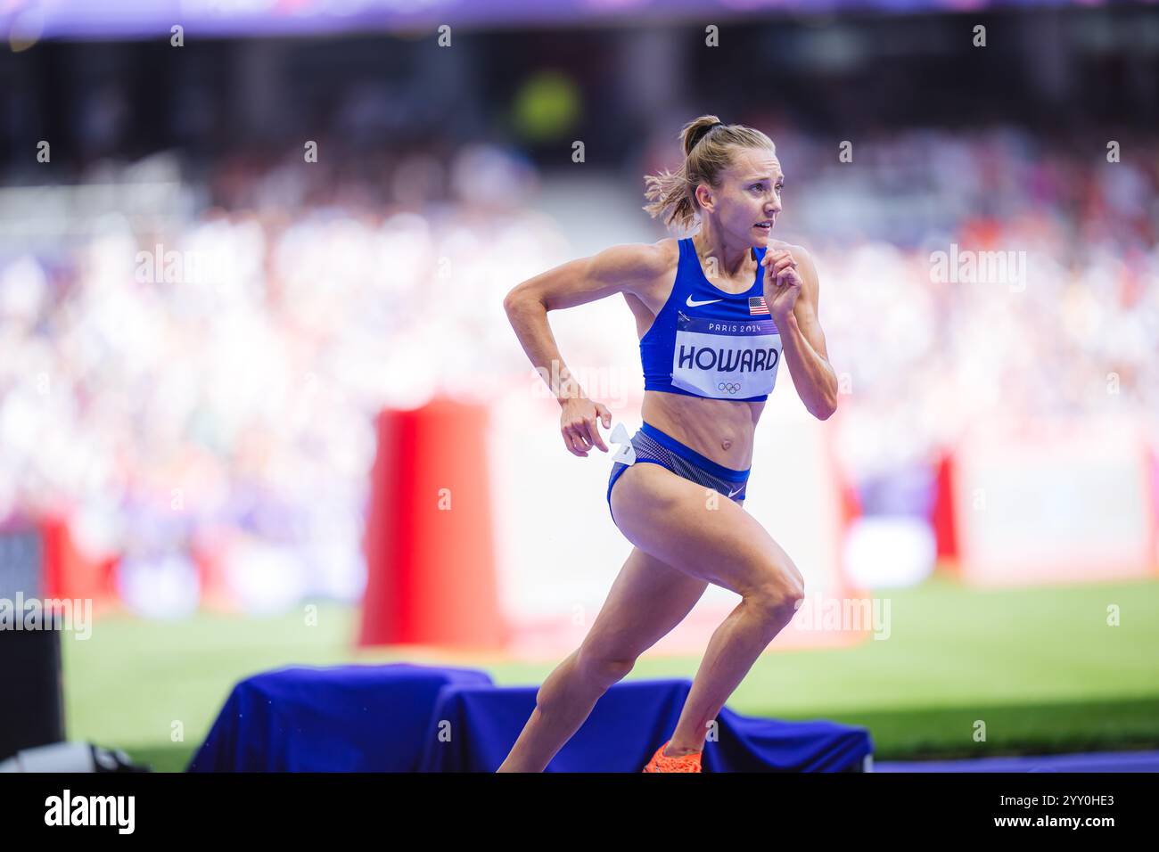 Marisa Howard participating in the 3000 metres steeplechase at the ...
