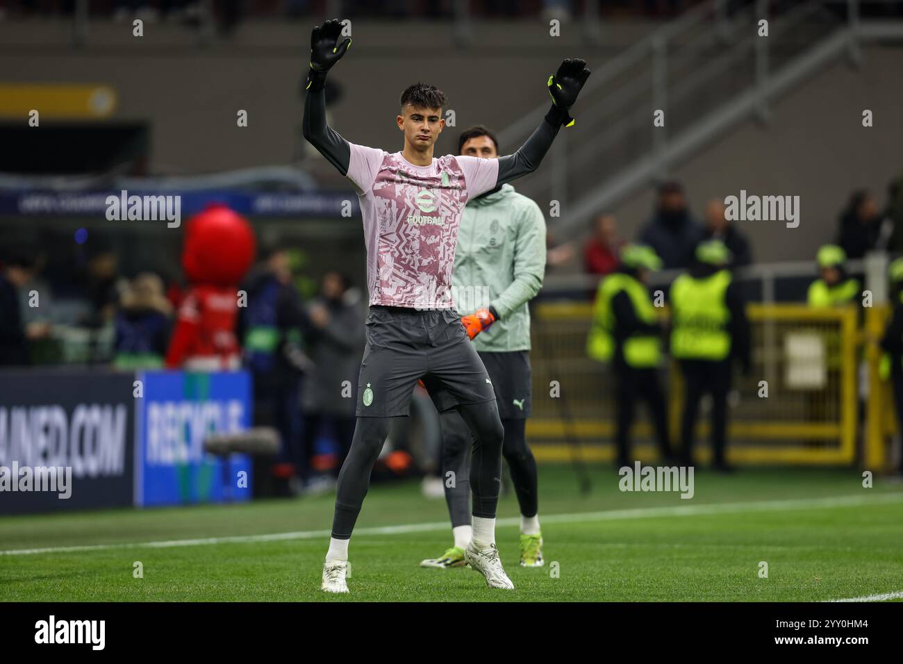 Milan, Italy, 11st Dec. Lorenzo Torriani before the match between Milan ...