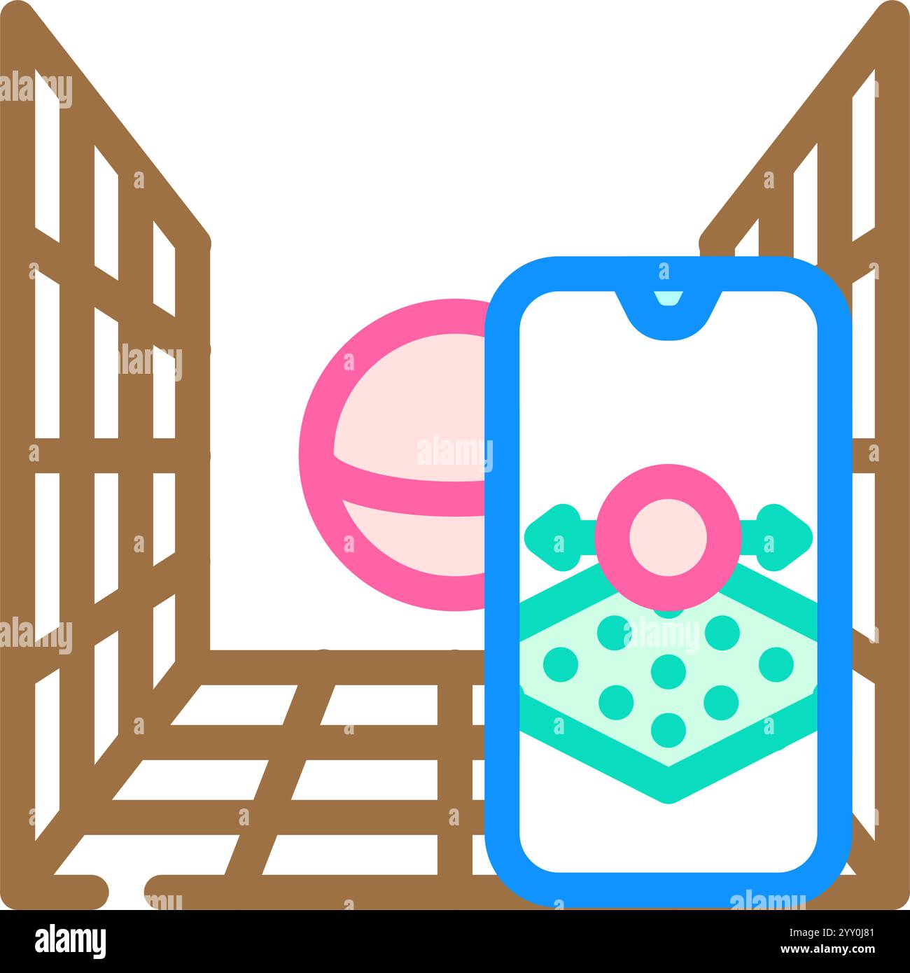 augmented space grid augmented reality color icon vector illustration ...