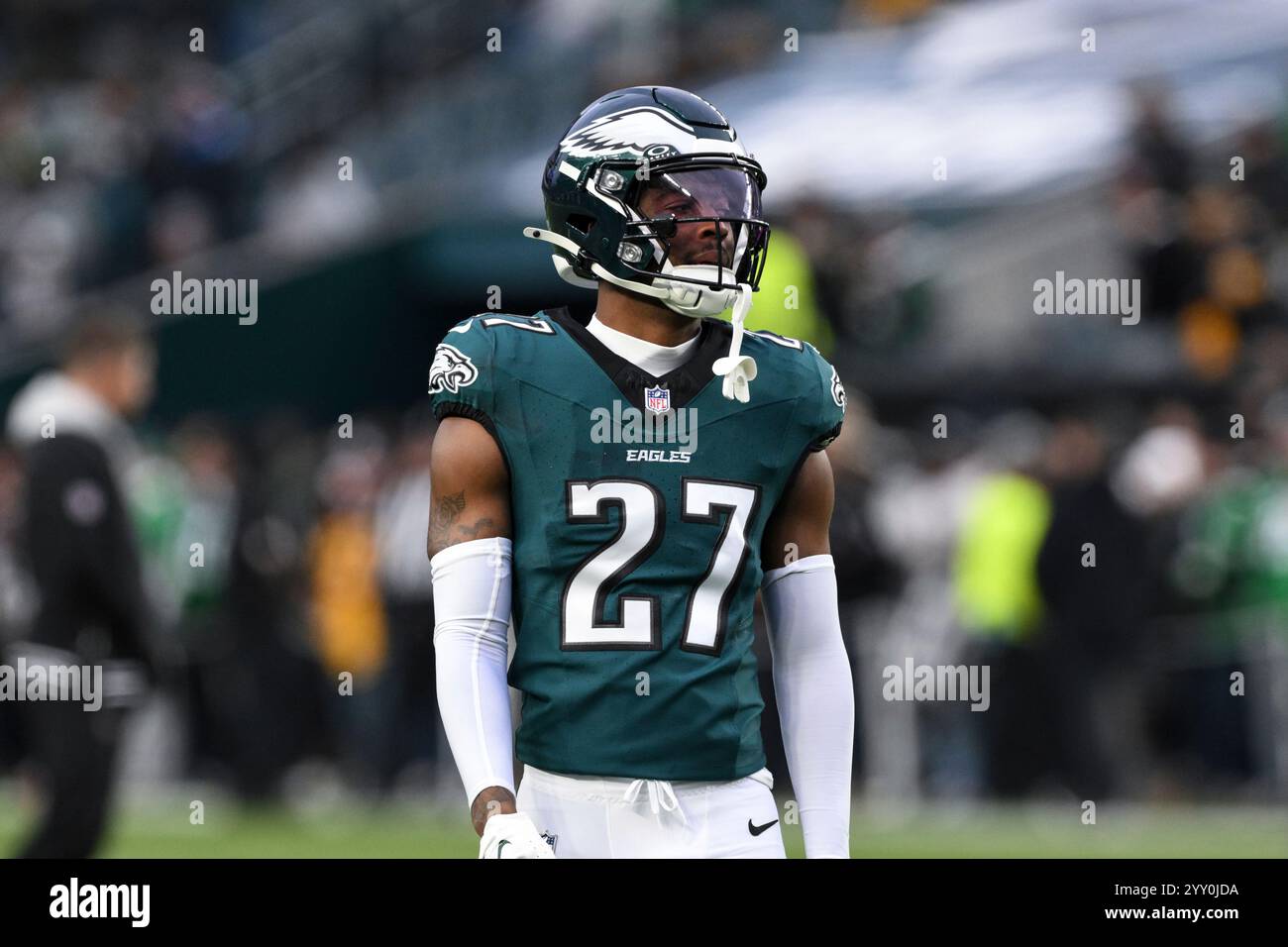 Philadelphia Eagles cornerback Quinyon Mitchell (27) looks on during ...
