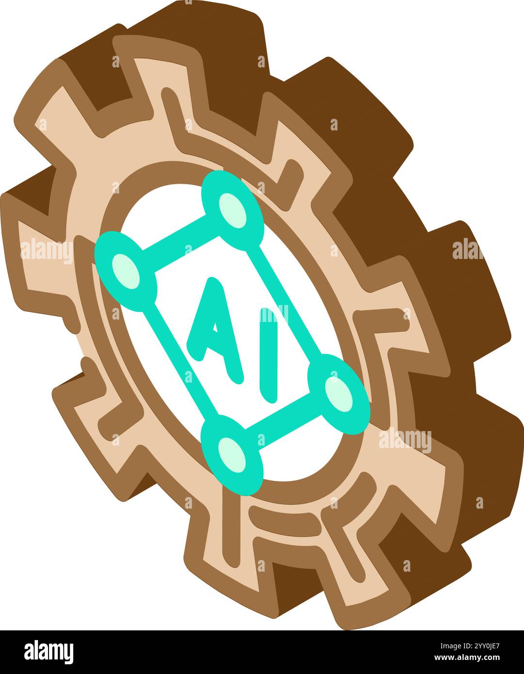 artificial intelligence ai gear industry 5 isometric icon vector ...