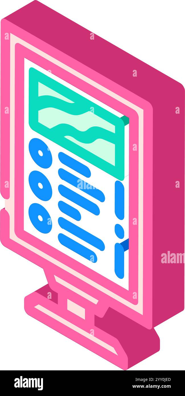 digital display screen industry 3 isometric icon vector illustration ...