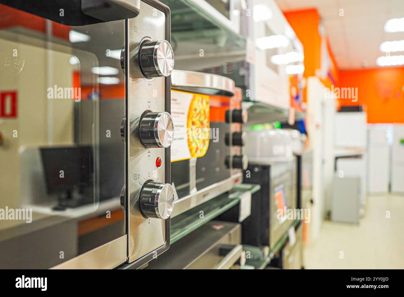 Close-up of microwave oven control knobs in an appliance store Stock ...
