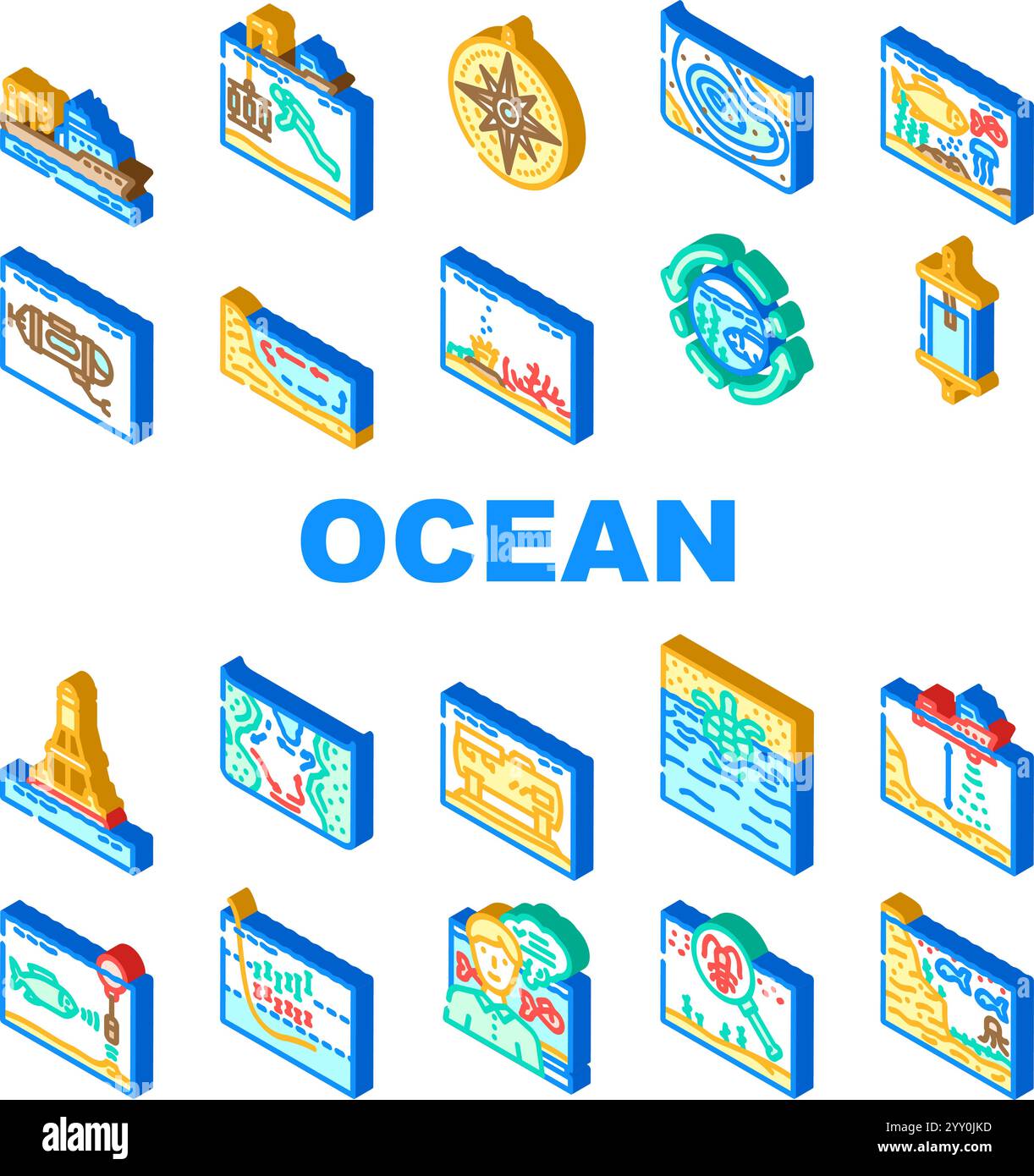 world ocean marine biodiversity icons set vector Stock Vector Image ...