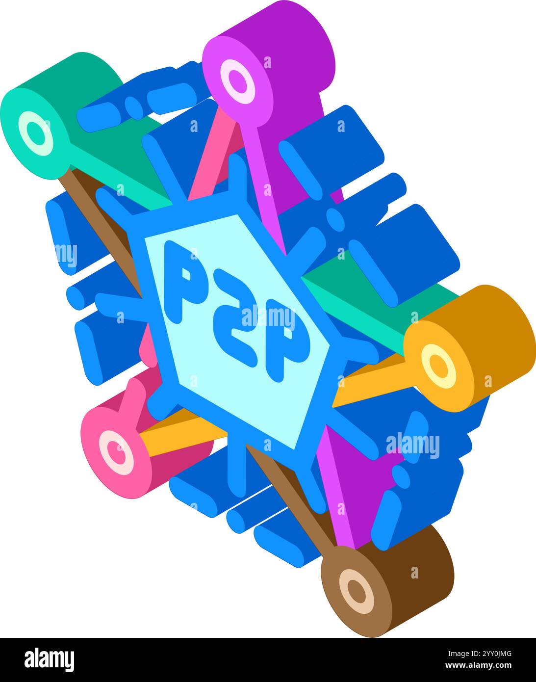 peer to peer nodes decentralized application isometric icon vector illustration Stock Vector ...