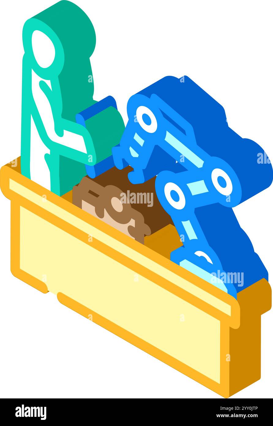 human robot collaboration industry 5 isometric icon vector illustration ...