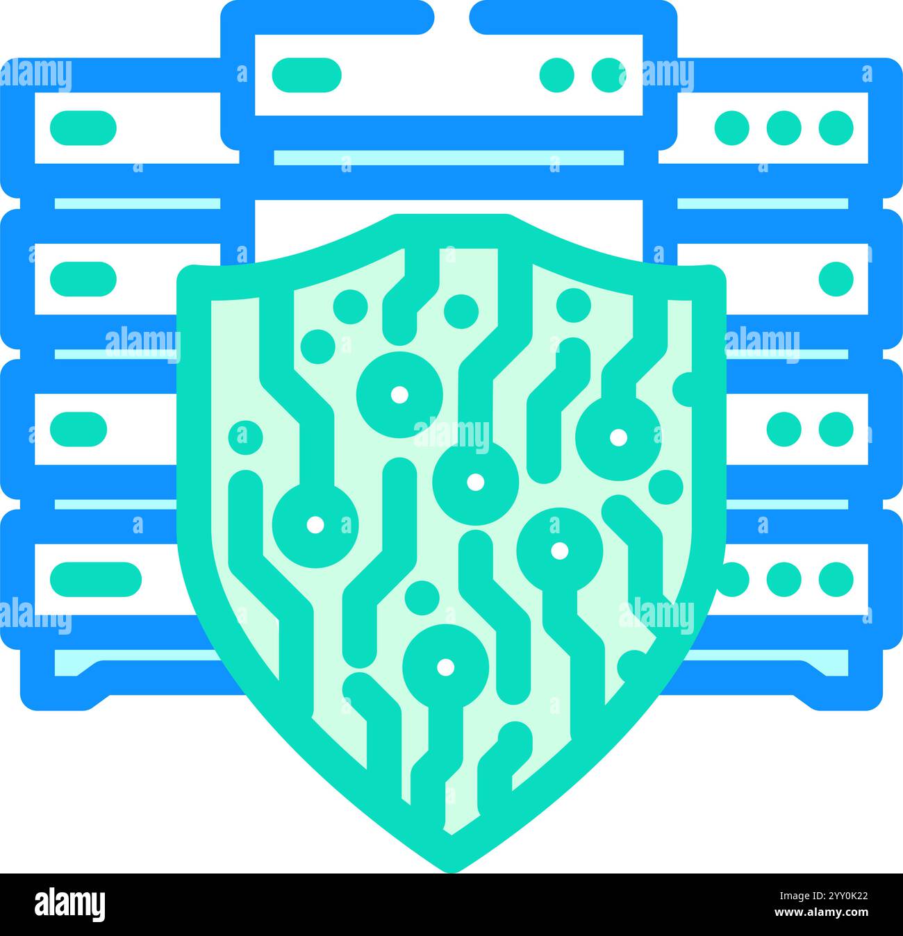 cybersecurity shield data center color icon vector illustration Stock ...
