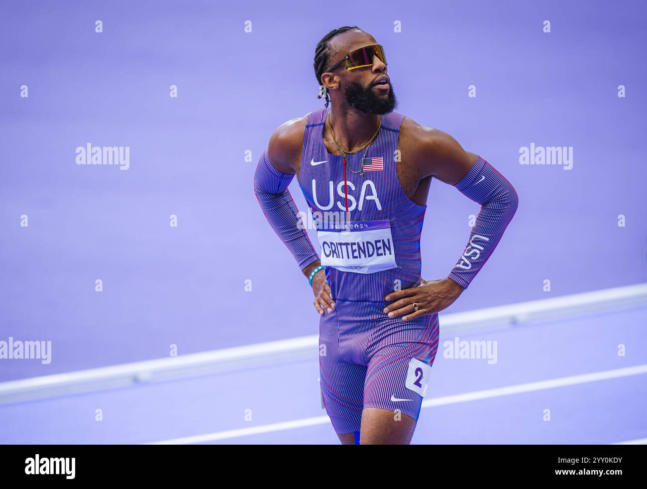 Freddie Crittenden participating in the 110 meters hurdles at the Paris ...